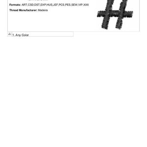 Hashtag Embroidery Design. Machine Embroidery Design. Pound Sign ...