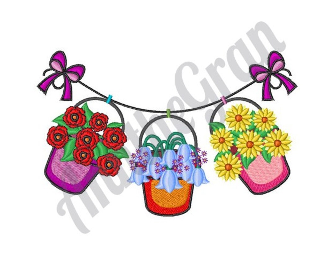 Flower Clothesline Embroidery Design. Machine Embroidery - Etsy