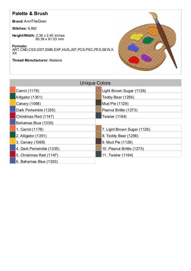 Artist Paint Palette Embroidery Design. Machine Embroidery - Etsy