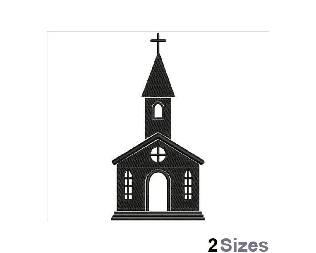 Church Silhouette - Machine Embroidery Design - 2 Sizes, Chapel ...