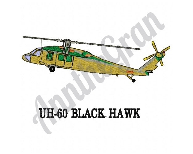 UH-60 Black Hawk Embroidery Design. Helicopter Embroidery Design ...