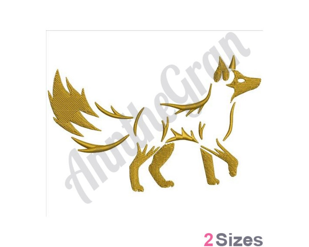 Prancing Fox Outline Machine Embroidery Design 2 Sizes, Cute Fox Embroidery Design, Fox ...