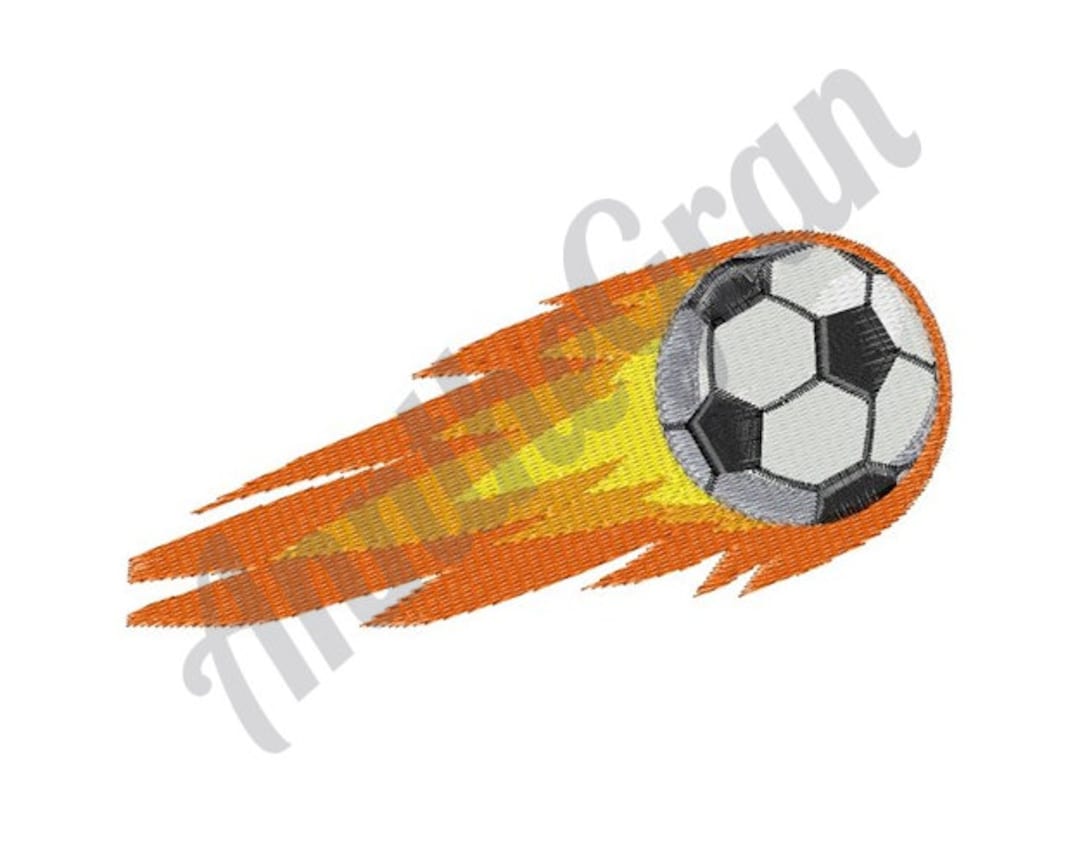 Flaming Soccer Ball - Machine Embroidery Design. Soccer Ball Embroidery ...