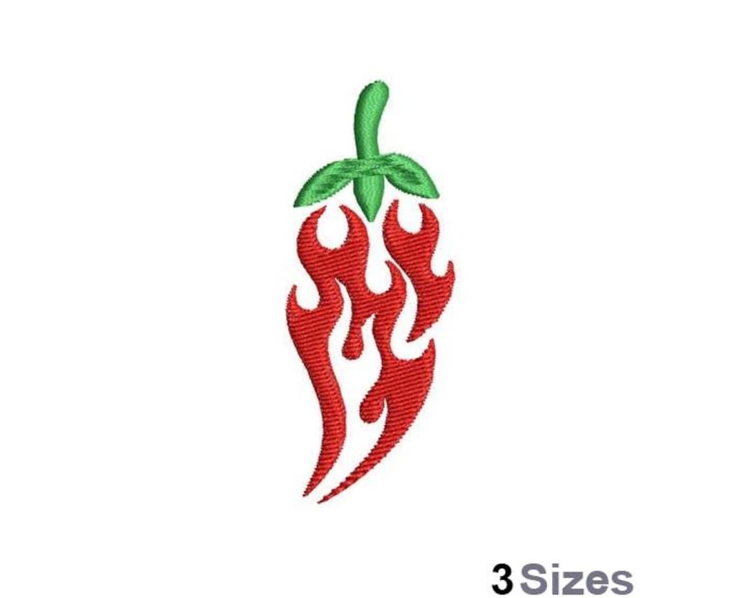 Chili Pepper Silhouette - Machine Embroidery Design - 3 Sizes, Red ...