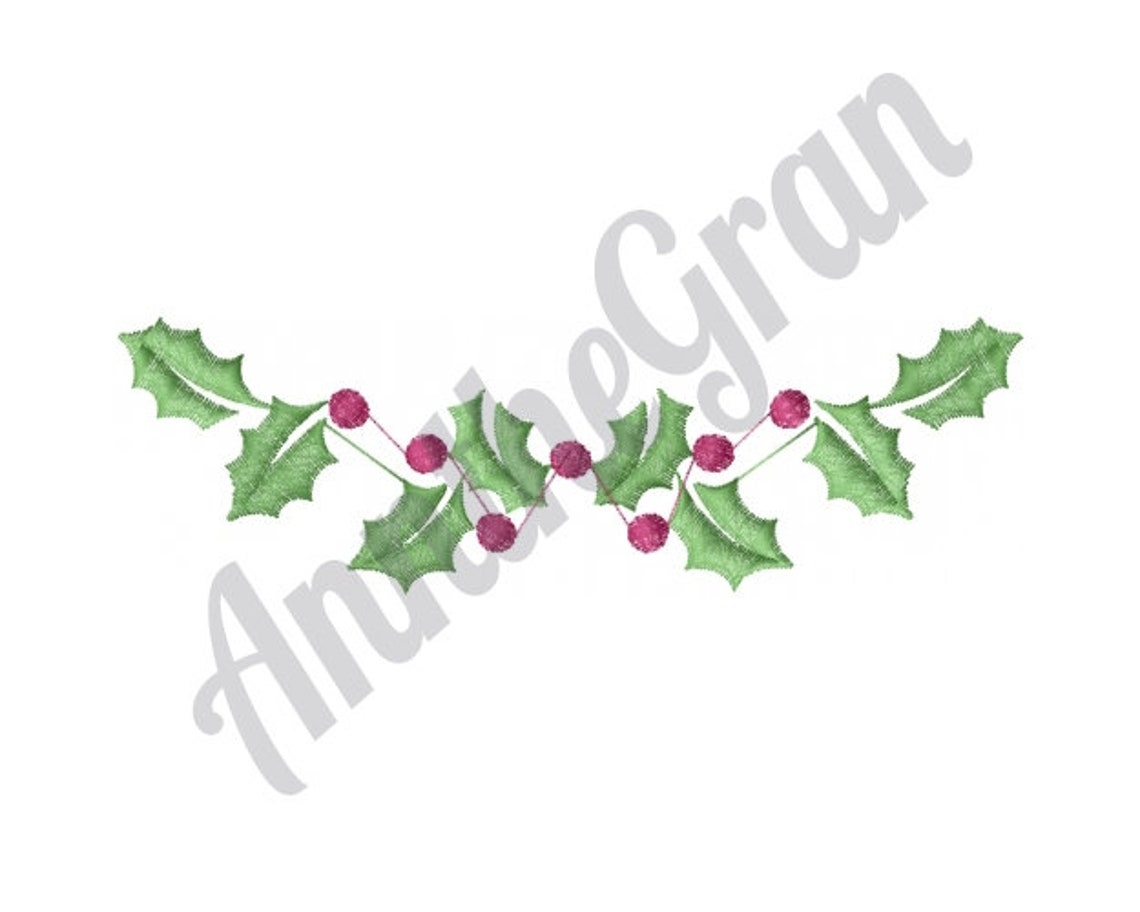 Christmas Holly Border. Holly Border Pattern. Christmas Embroidery ...