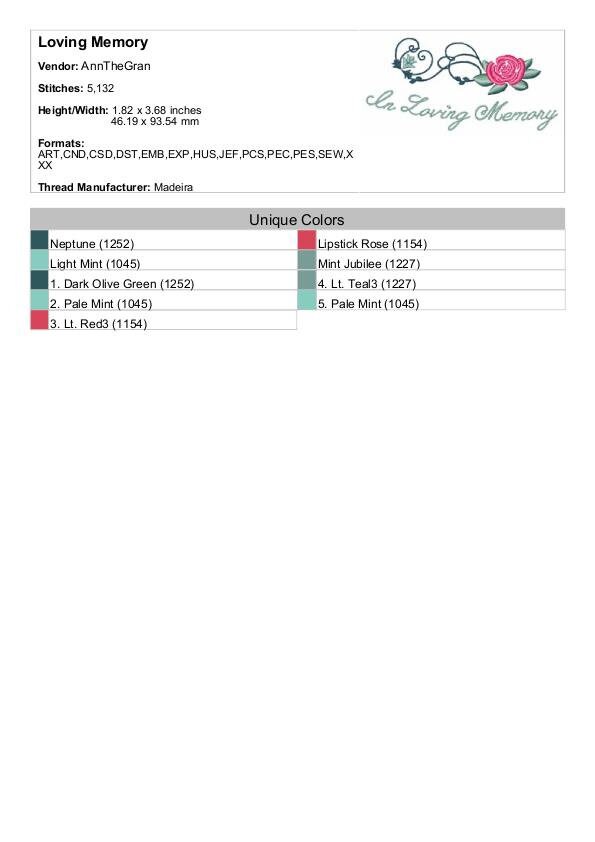 In Loving Memory Machine Embroidery Design. Red Rose Decor - Etsy