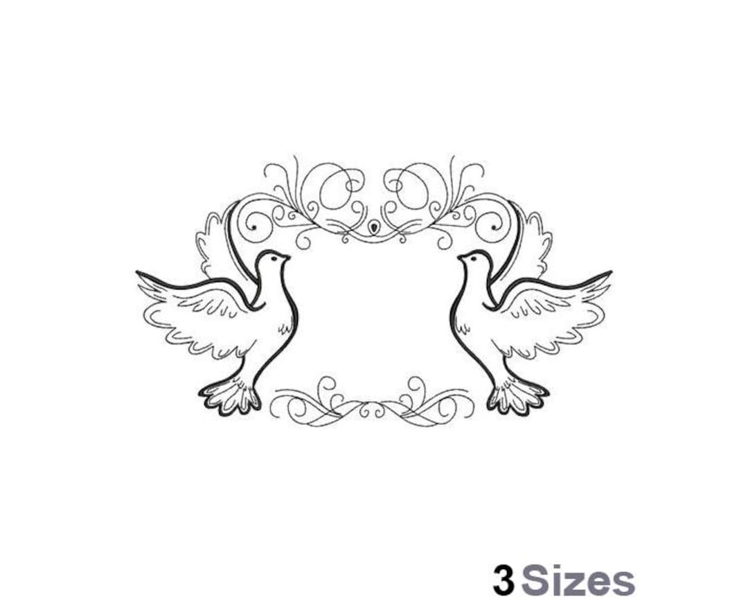Doves Frame - Machine Embroidery Design - 3 Sizes, Wedding Doves ...