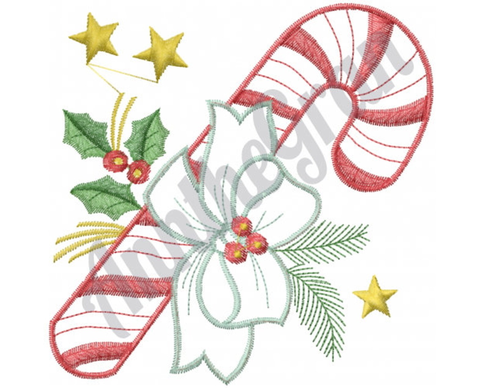 Christmas Candy Cane Embroidery Design. Machine Embroidery Design ...