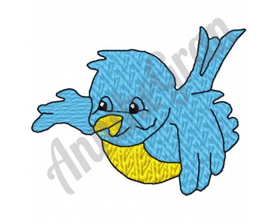 Bluebird Embroidery Design. Machine Embroidery Design. Flying Baby Bird ...