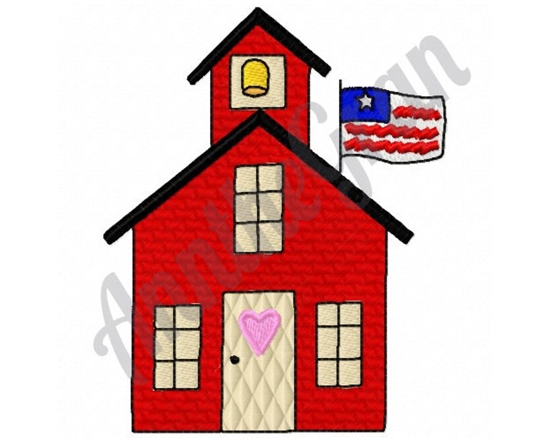 School House Embroidery Design. Machine Embroidery Design. School ...