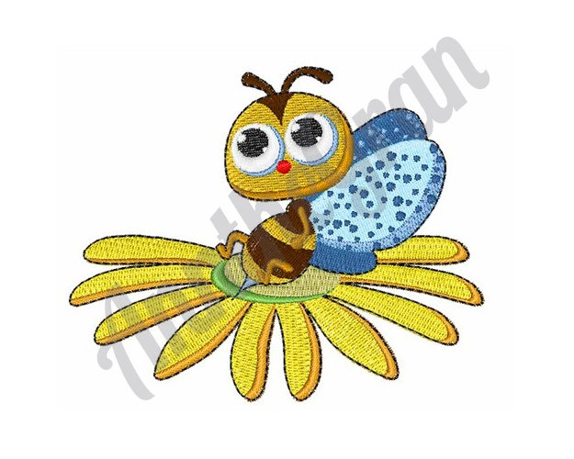 Bee on Daisy Embroidery Design. Machine Embroidery Design. Baby Bee on ...
