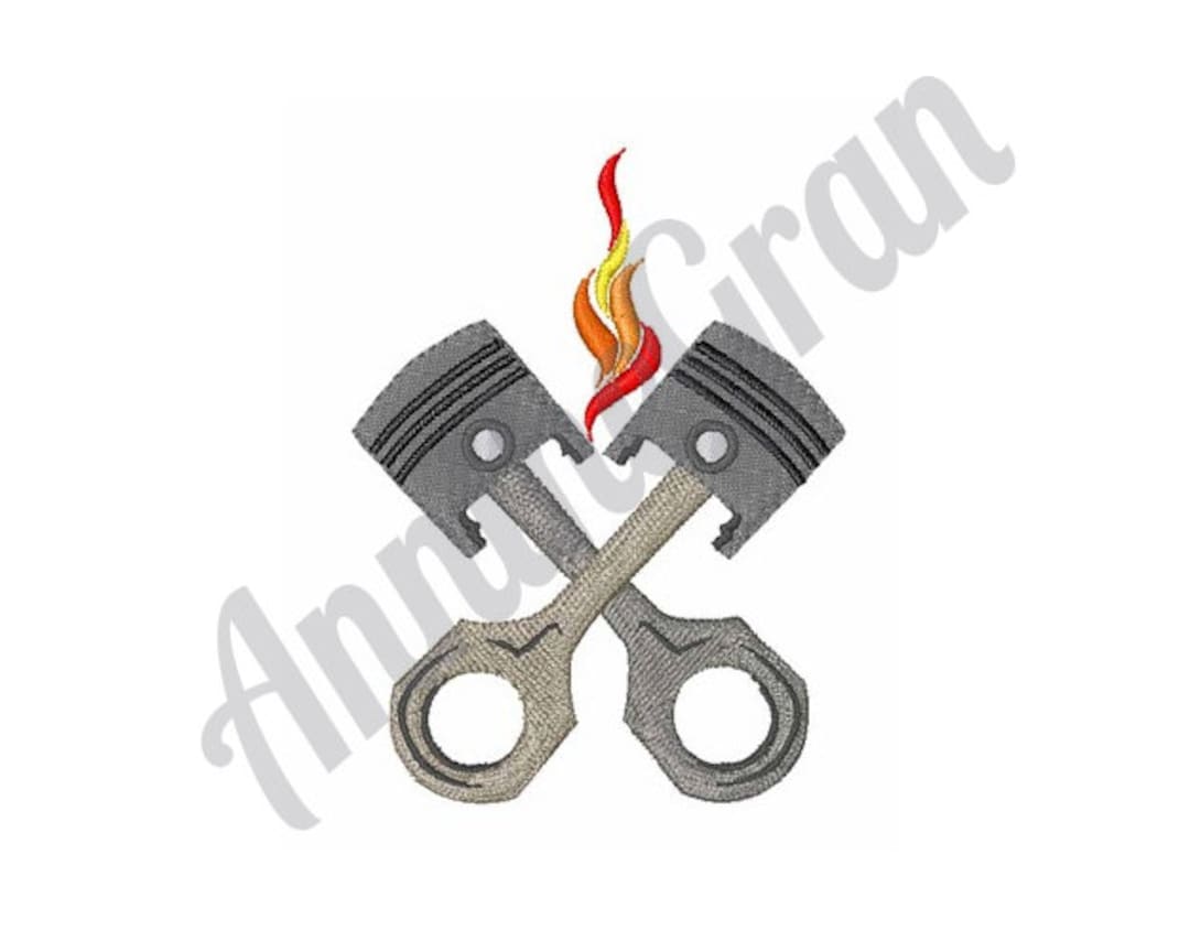 Piston Flames Embroidery Design. Machine Embroidery Design. Engine ...