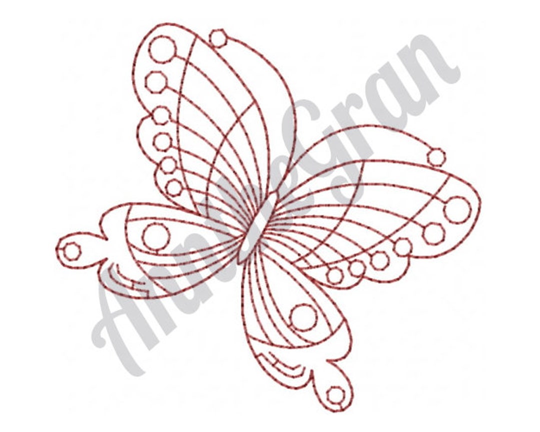 Redwork Butterfly Embroidery Design. Redwork Embroidery Design ...
