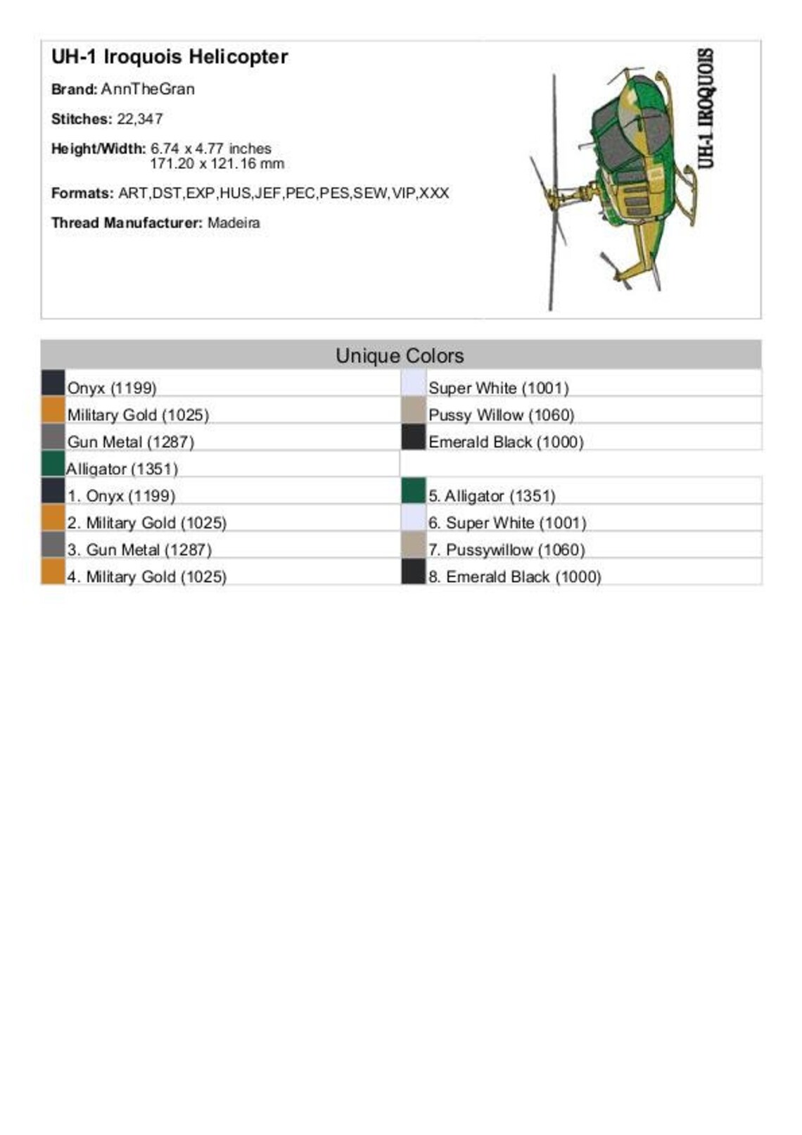 Bell UH-1 Iroquois Helicopter. Machine Embroidery Design. | Etsy