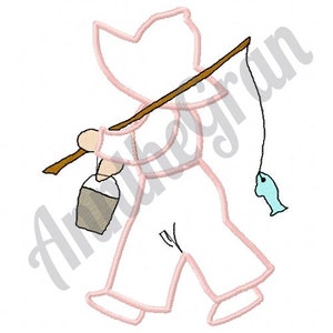 Boy Fishing Applique Embroidery Design. Boy Embroidery Design. Child ...