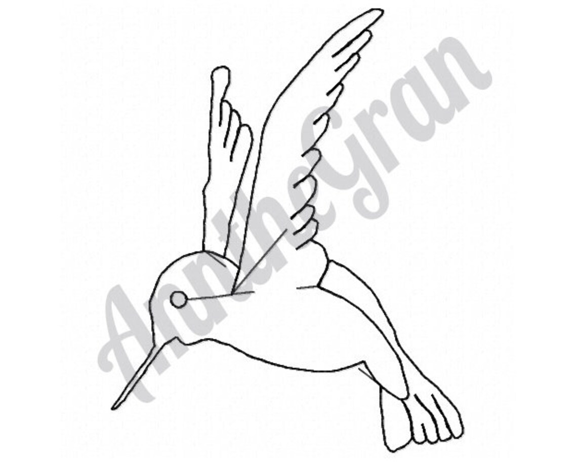 Hummingbird Outline Embroidery Design. Machine Embroidery - Etsy