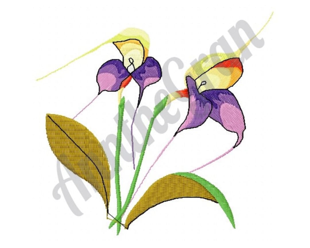 Orchid Flowers - Machine Embroidery Design. Exotic Flowers Embroidery ...