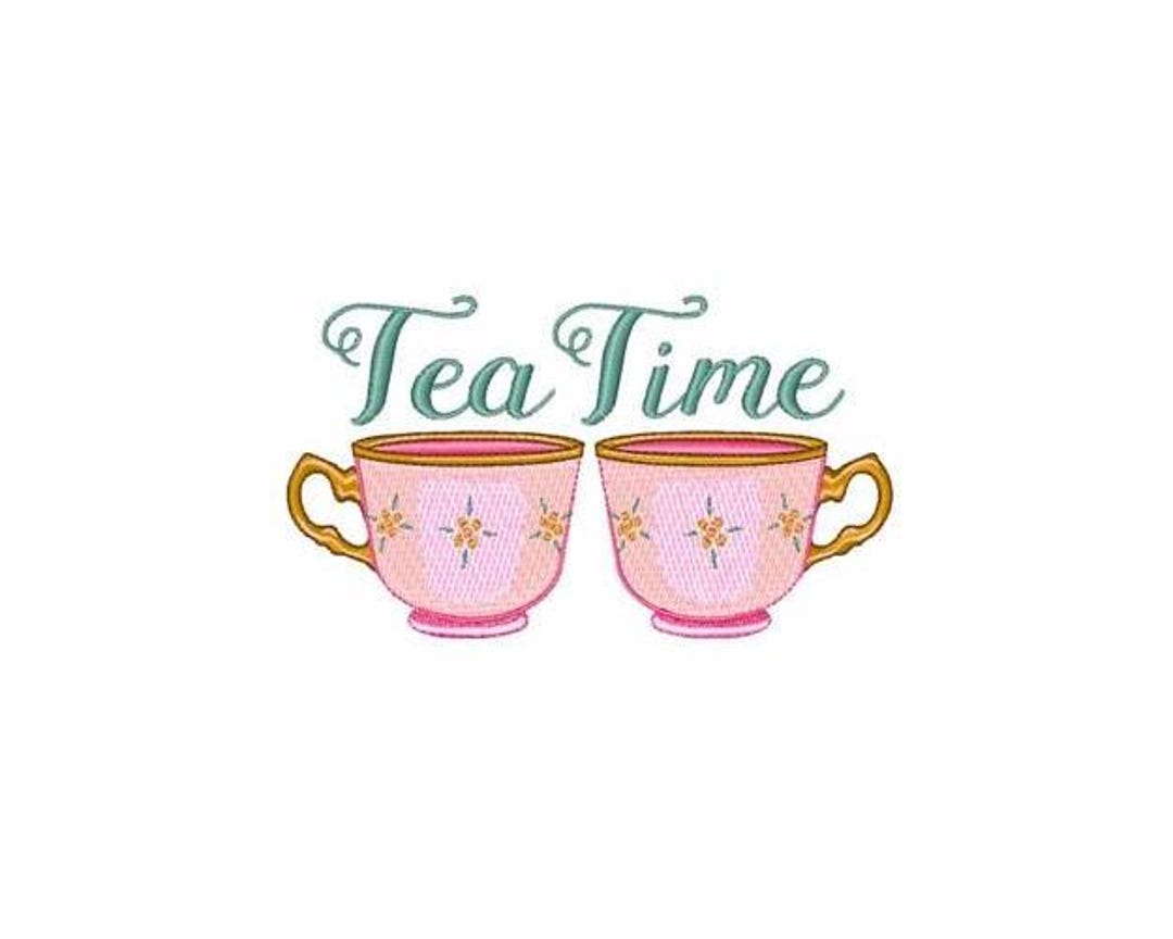 Tea Time - Machine Embroidery Design, Vintage Tea Cups Embroidery ...