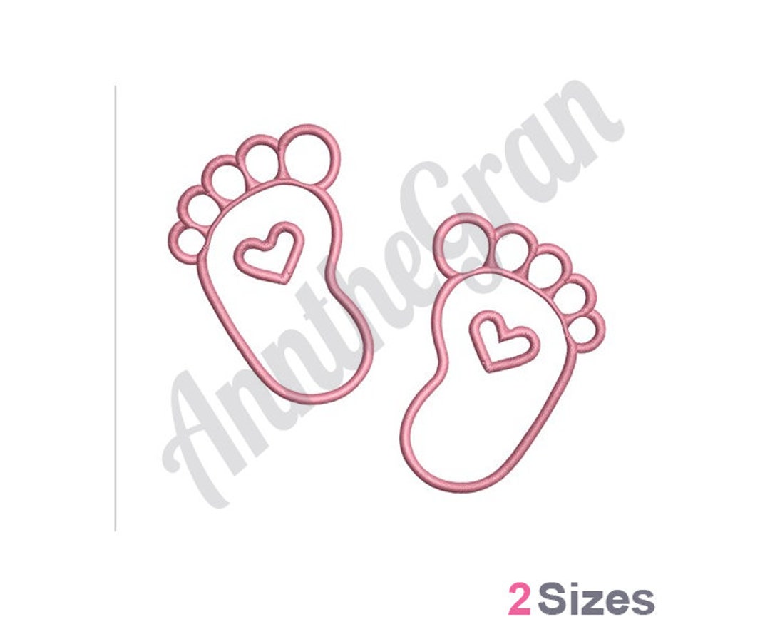 Baby Girl Footprints - Machine Embroidery Design, 2 Sizes, Child Foot ...