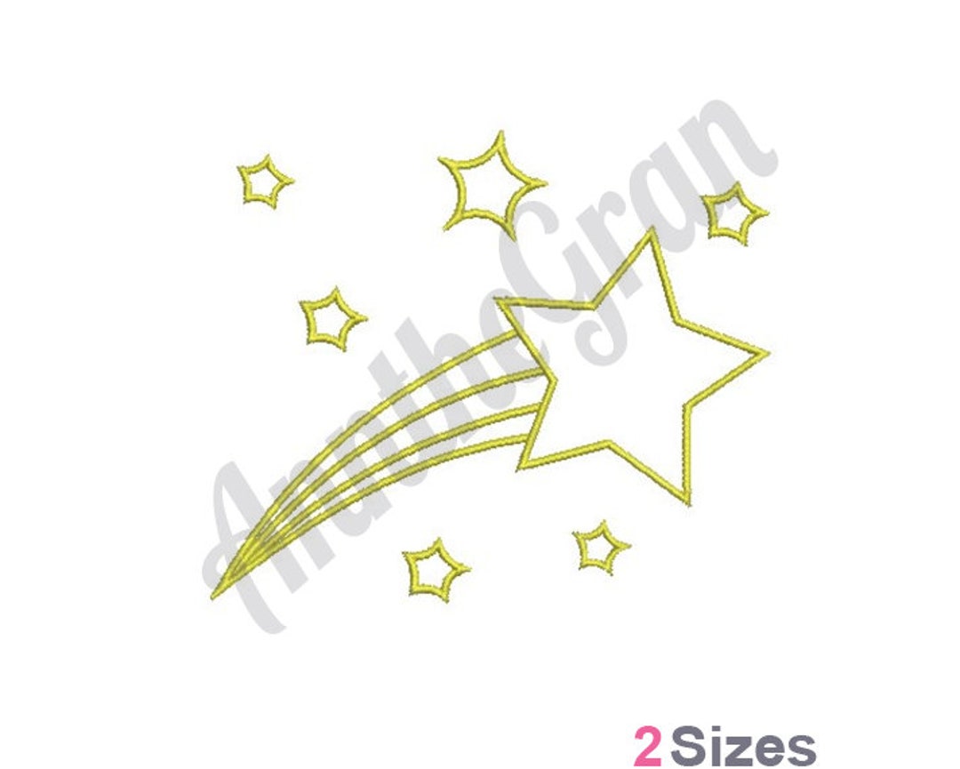 Shooting Star - Machine Embroidery Design. Star Outline Embroidery ...