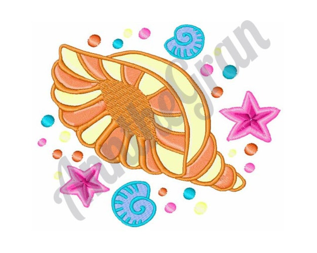 Conch Shell Machine Embroidery Design. Sea Snail Embroidery - Etsy