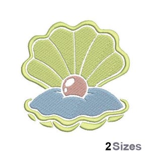 Open Clam & Pearl - Machine Embroidery Design - 2 Sizes, Shell With ...