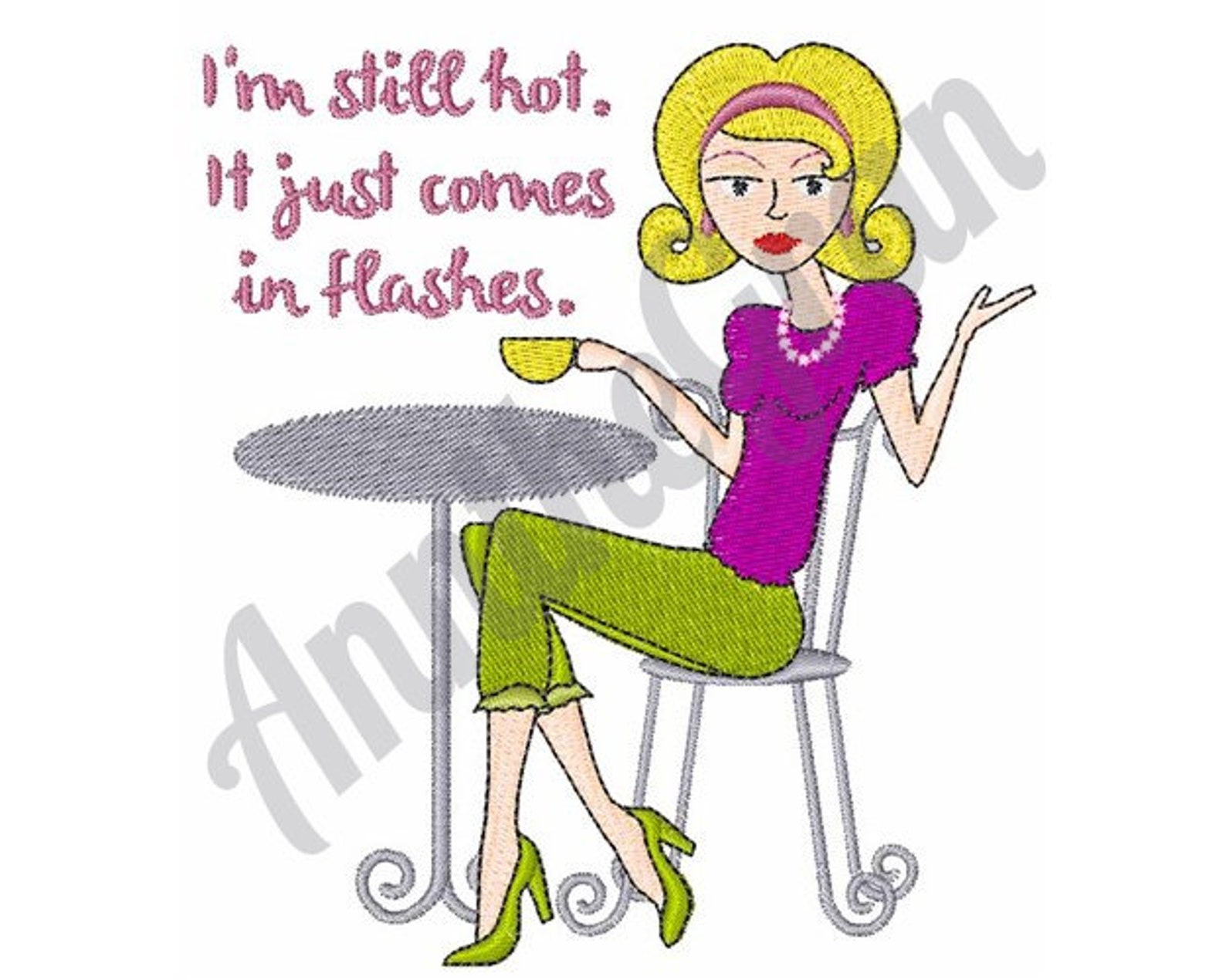 Hot Flashes Embroidery Design. Machine Embroidery Design. Woman ...