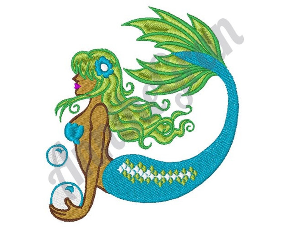 Mermaid Machine Embroidery Design Mermaid Girl Embroidery | Etsy
