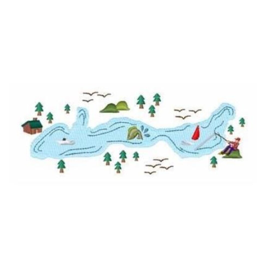 Summer Lake Vacation - Machine Embroidery Design, Fishing Man ...