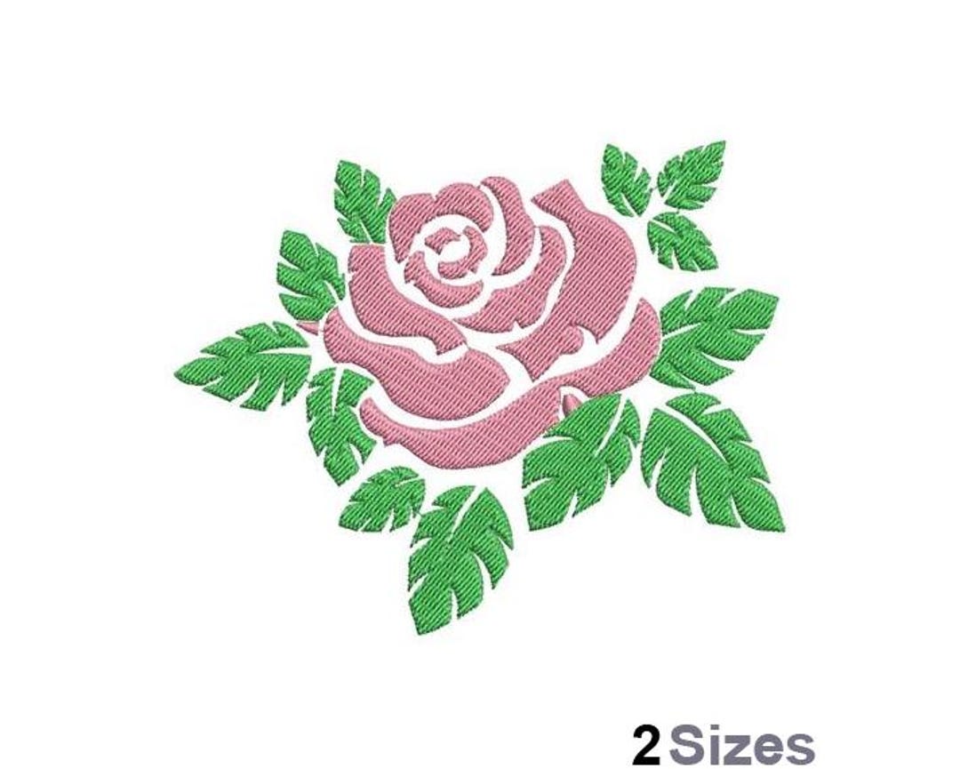 Pink Rose - Machine Embroidery Design - 2 Sizes, Rose With Leaves ...