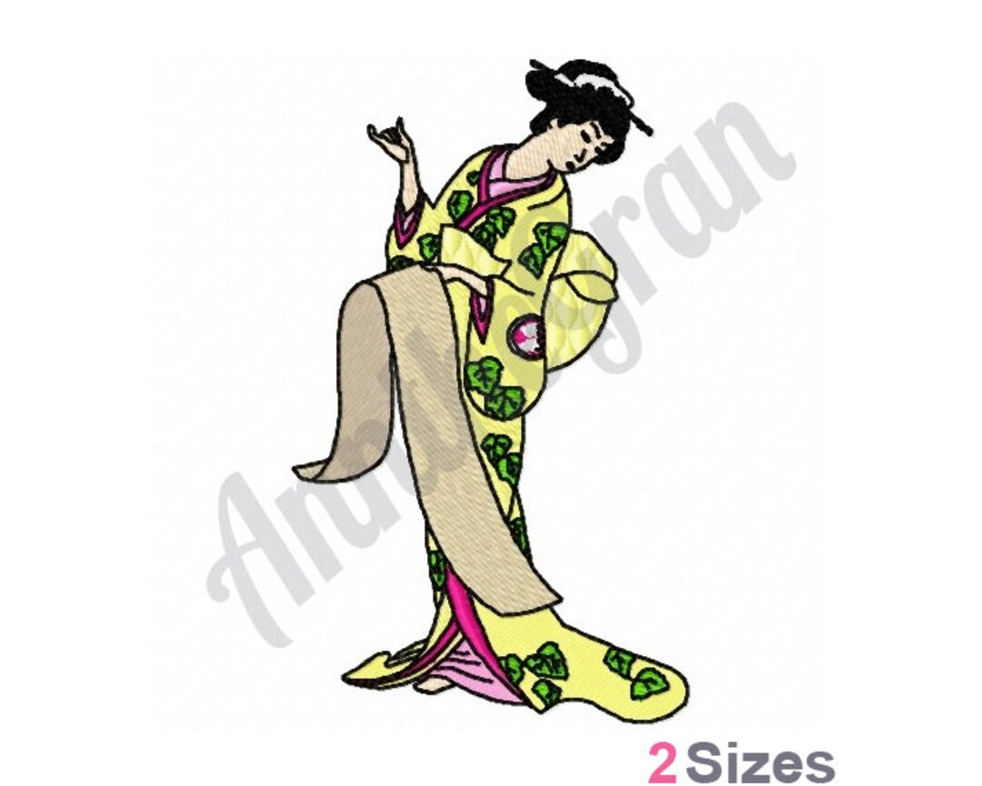 Geisha Embroidery Design. Japanese Embroidery Design. Machine ...