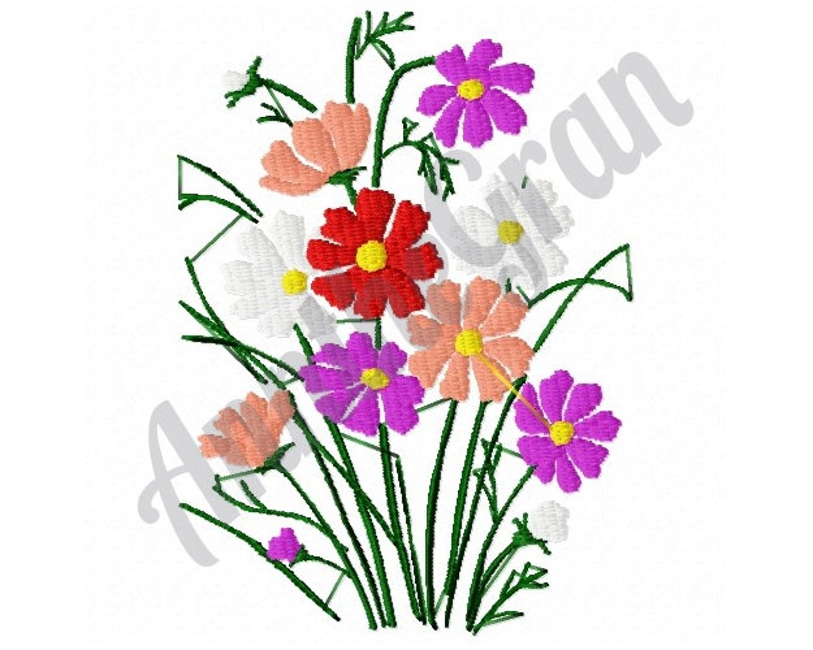 Cosmos Flower Machine Embroidery Design. Spring Flowers | Etsy