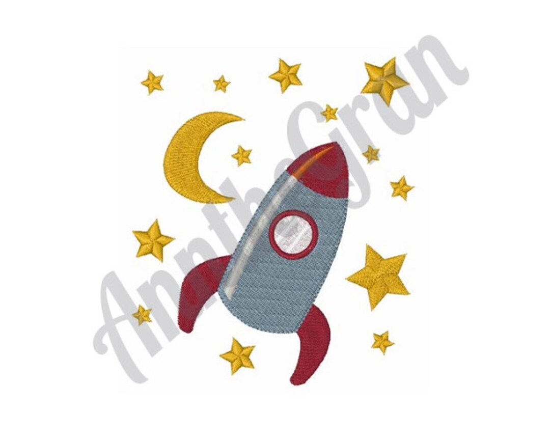 Toy Rocket Ship on Moon Embroidery Design. Machine Embroidery Design ...