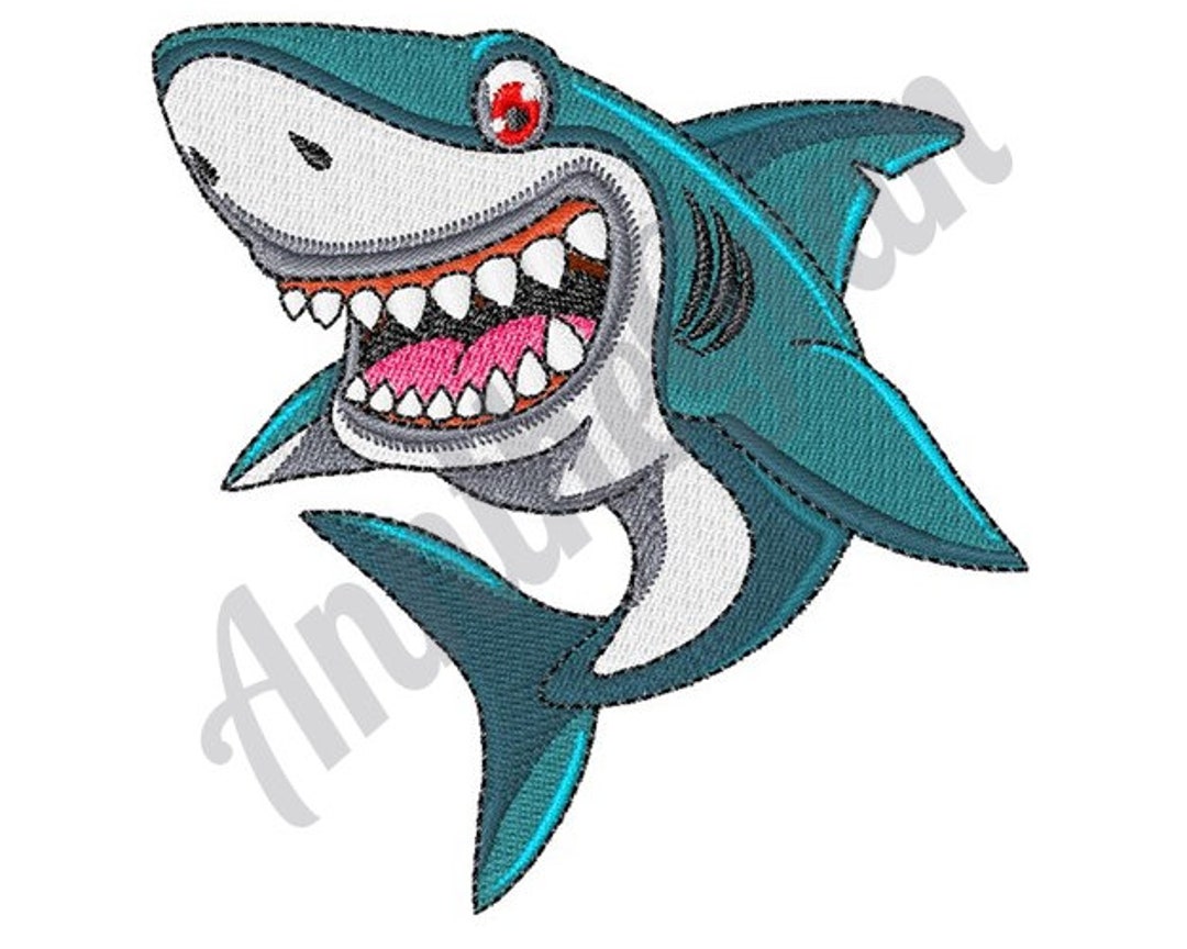 Shark - Machine Embroidery Design. Funny Shark Face Embroidery Pattern ...