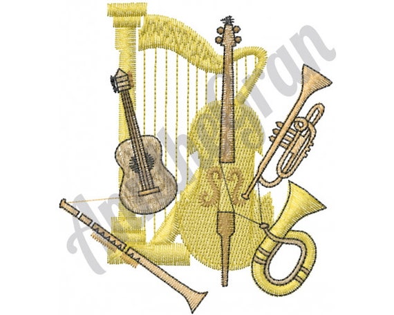 Musical Instruments Machine Embroidery Design - Etsy