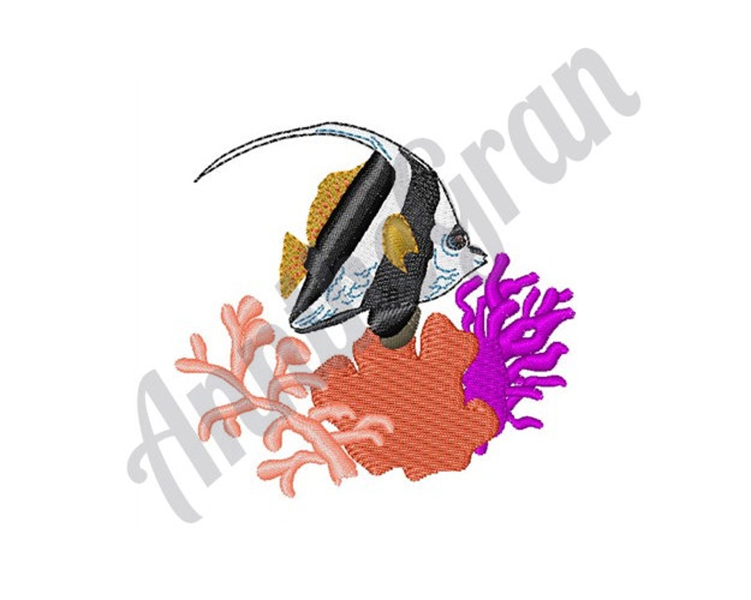 Fish & Coral Embroidery Design. Machine Embroidery Design. Coral ...