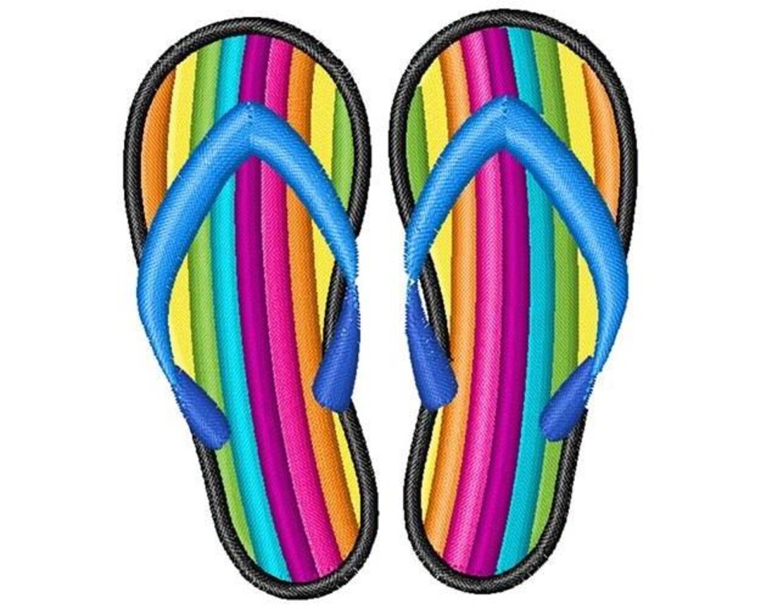Rainbow Flip Flop - Machine Embroidery Design - Etsy