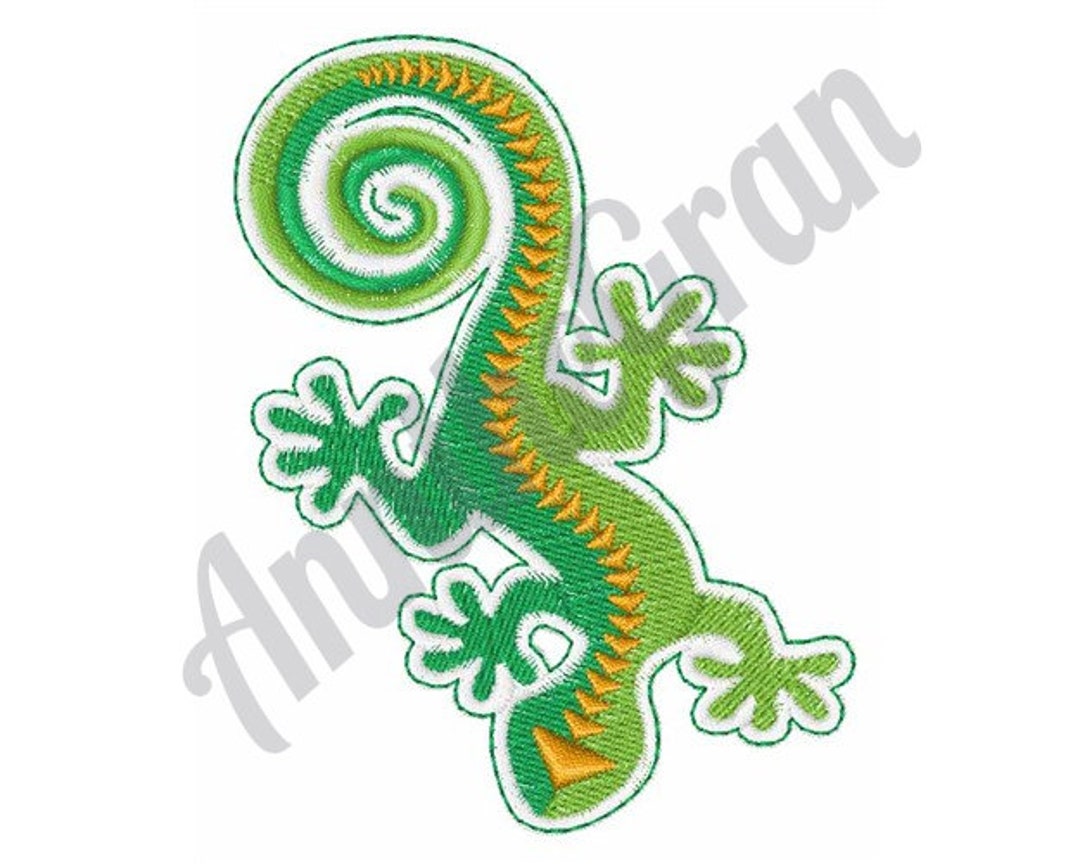 Gecko Embroidery Design. Machine Embroidery Design. Green Lizard ...