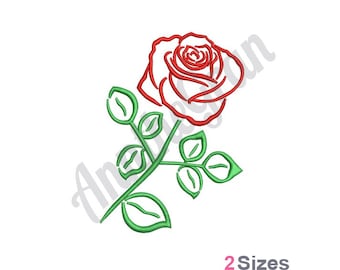 Rose Outline Machine Embroidery Design, Red Rose Outline Embroidery ...
