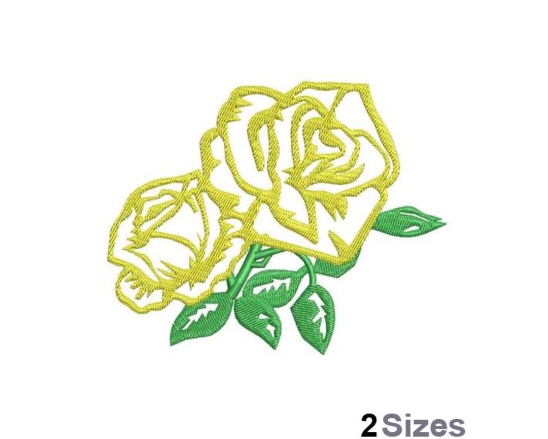 Yellow Roses Outline - Machine Embroidery Design - 2 Sizes, Yellow ...