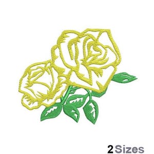 Yellow Roses Outline - Machine Embroidery Design - 2 Sizes, Yellow ...