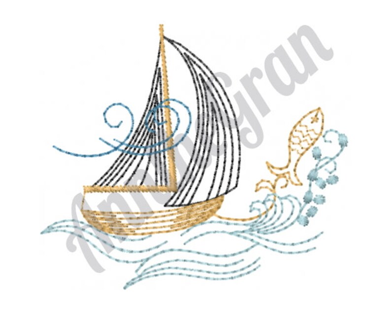 Sailing Boat Pattern. Machine Embroidery Design. Sailboat - Etsy