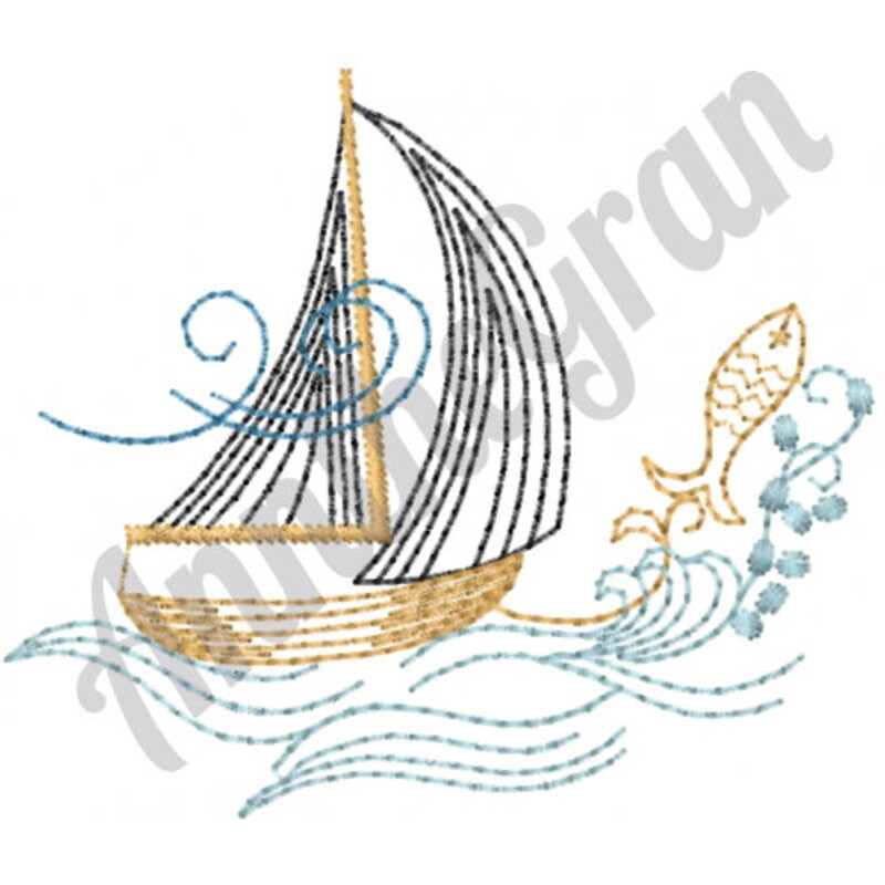Fish Boat Embroidery - Etsy