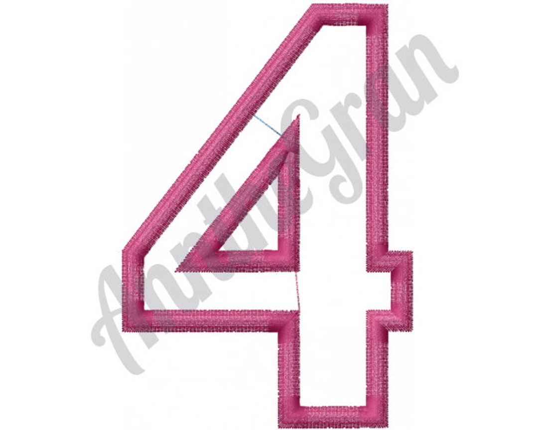 Number 4 Outline. Machine Embroidery Design. Numeral Pattern. Number ...