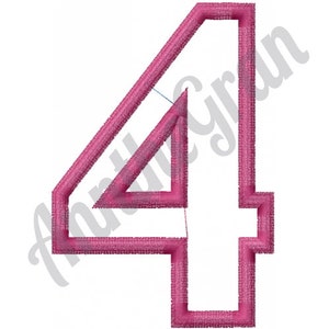 Number 4 Outline. Machine Embroidery Design. Numeral Pattern. Number ...