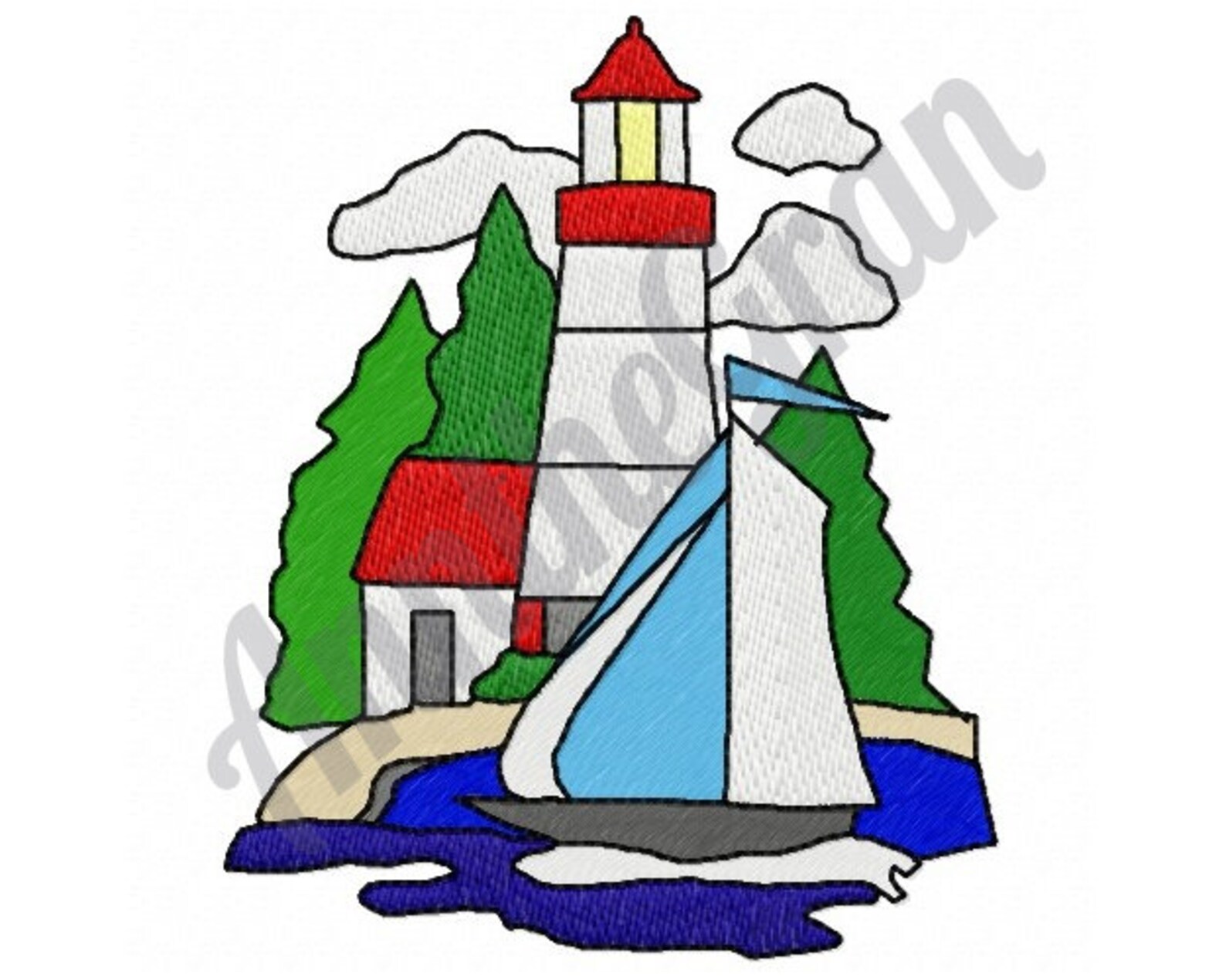 Lighthouse Embroidery Design. Machine Embroidery Design. - Etsy