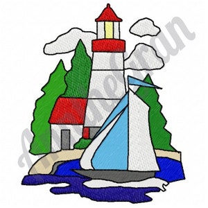 Lighthouse Embroidery Design. Machine Embroidery Design. Nautical Scene ...