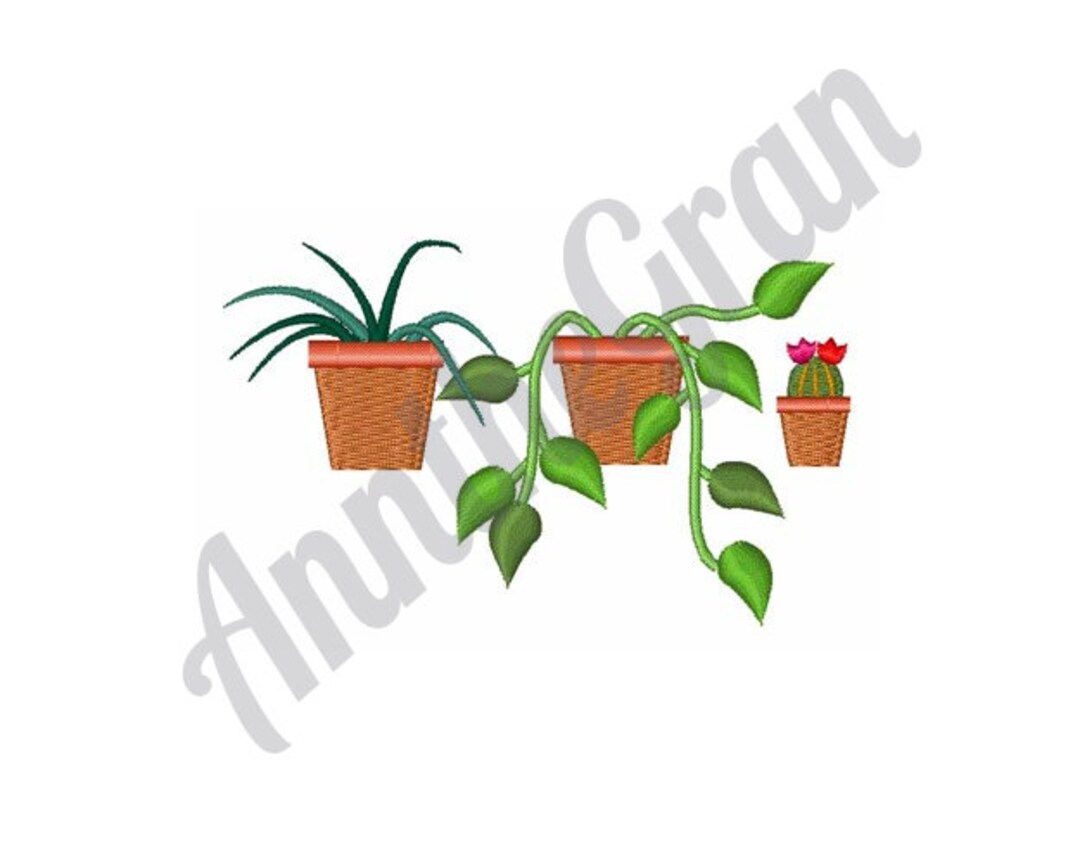 Garden Plant Pots Border - Machine Embroidery Design, Blooming Cactus ...