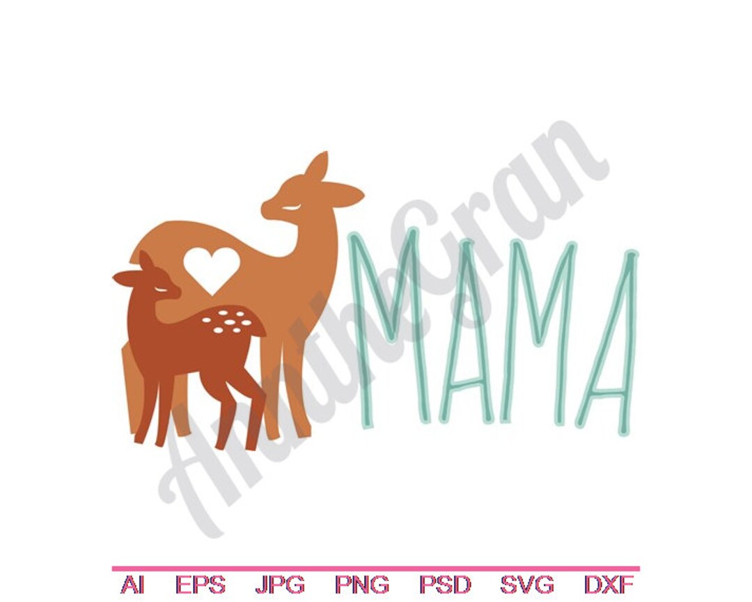 Baby Deer & Mother Svg, Dxf, Eps, Png, Jpg, Vector Art, Clipart, Cut ...