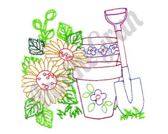 Gardening Embroidery Design. Machine Embroidery Design. Spring | Etsy